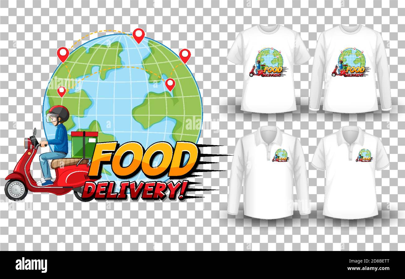 Set of mockup shirt with delivery theme illustration Stock Vector Image ...