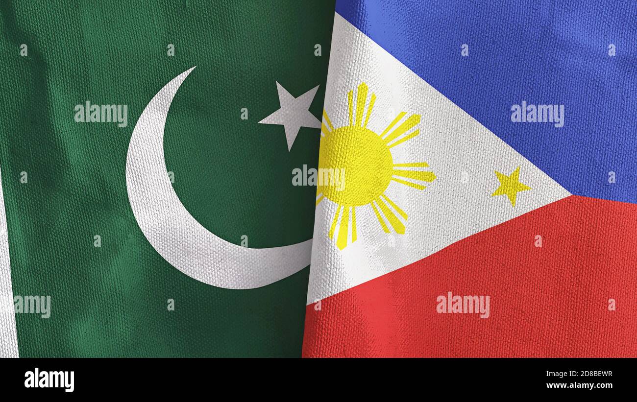 Philippines and Pakistan two flags textile cloth 3D rendering Stock ...