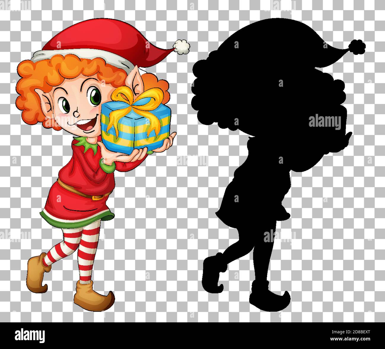 Elf holding present box illustration Stock Vector Image & Art - Alamy