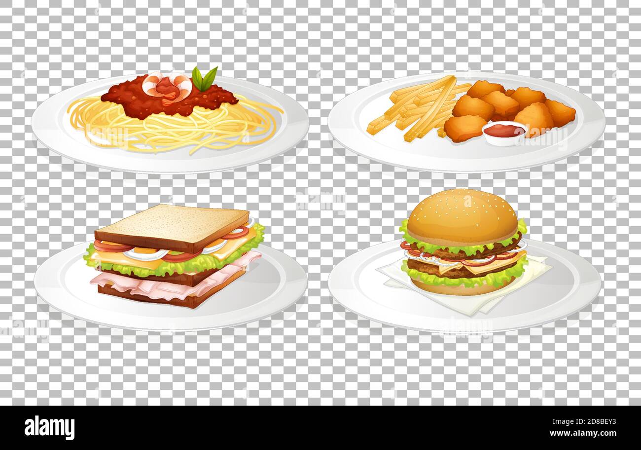 Set of food on transparent background illustration Stock Vector Image ...