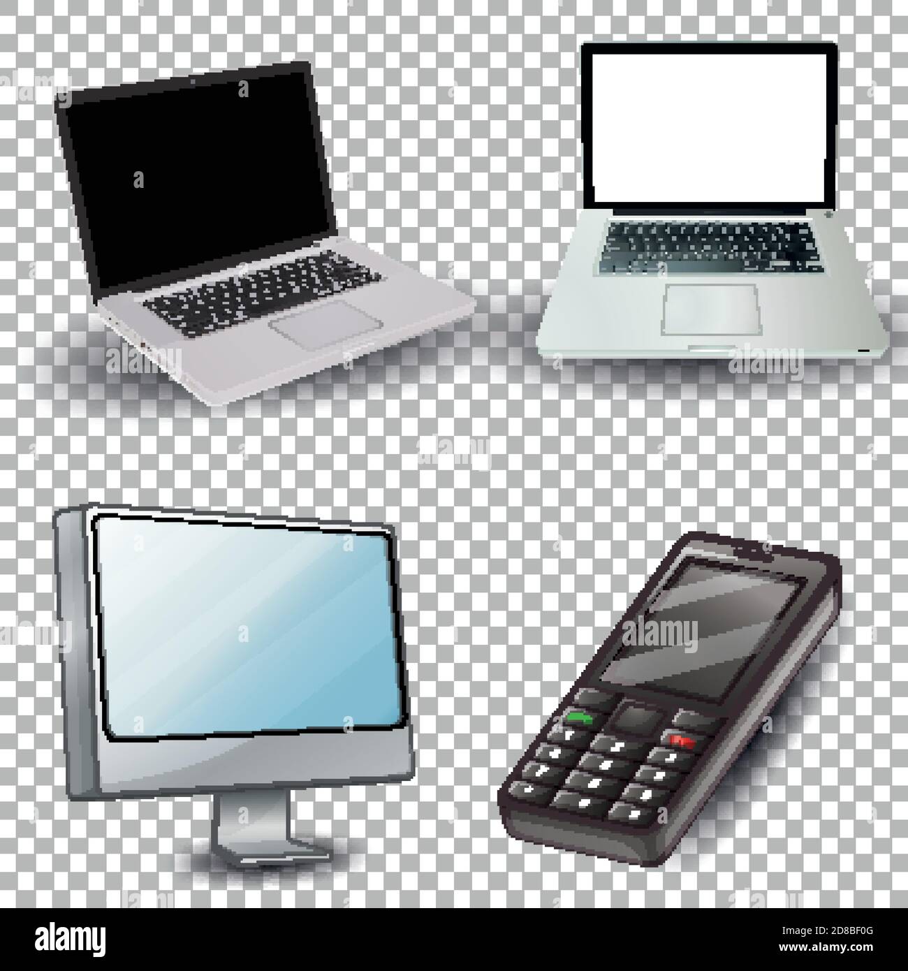 Set of technology gadget on transparent background illustration Stock ...