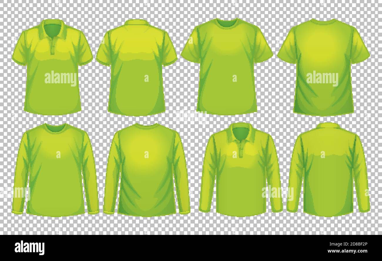 Set of different types of shirt in same color illustration Stock Vector ...