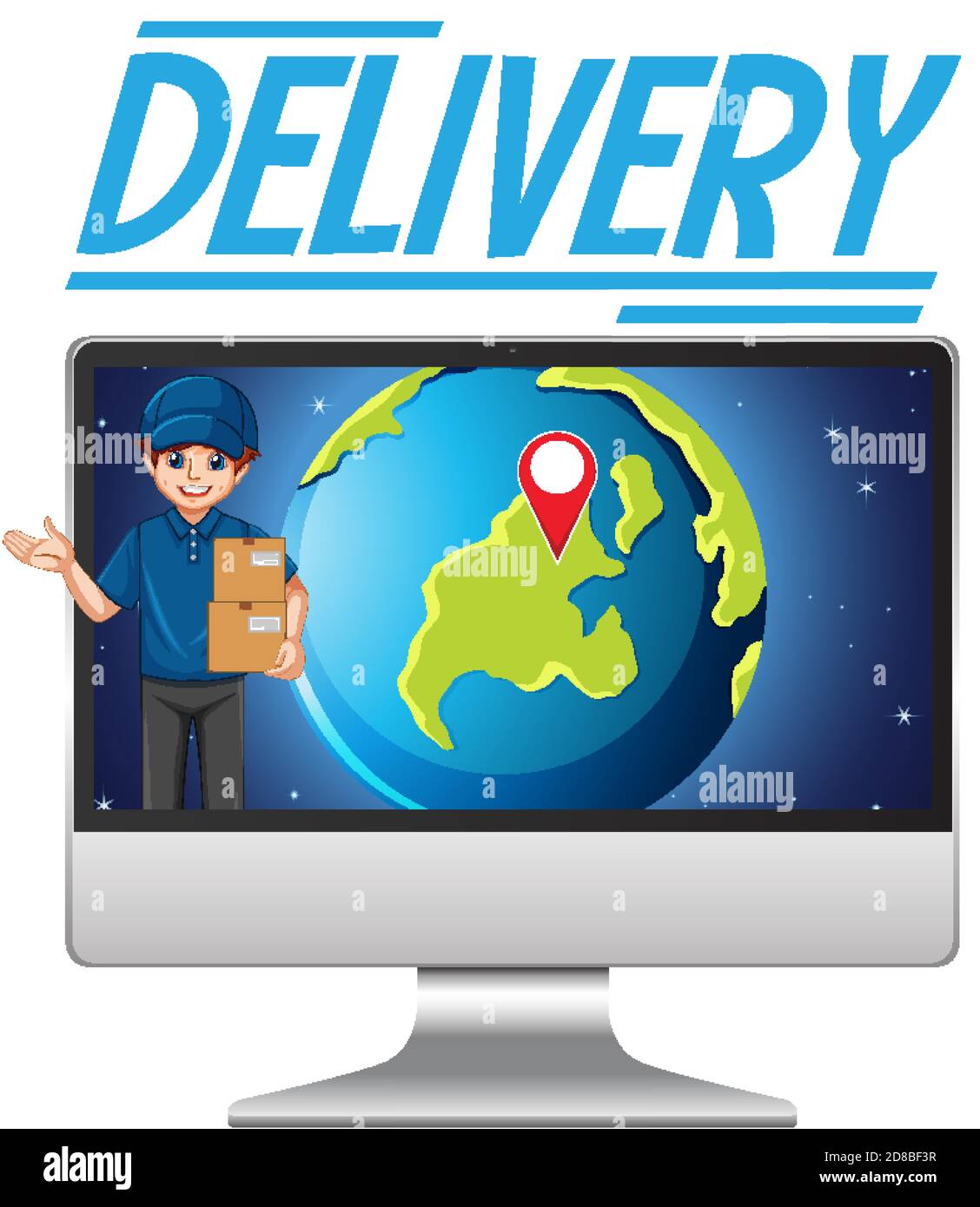 Computer with delivery logo illustration Stock Vector Image & Art - Alamy