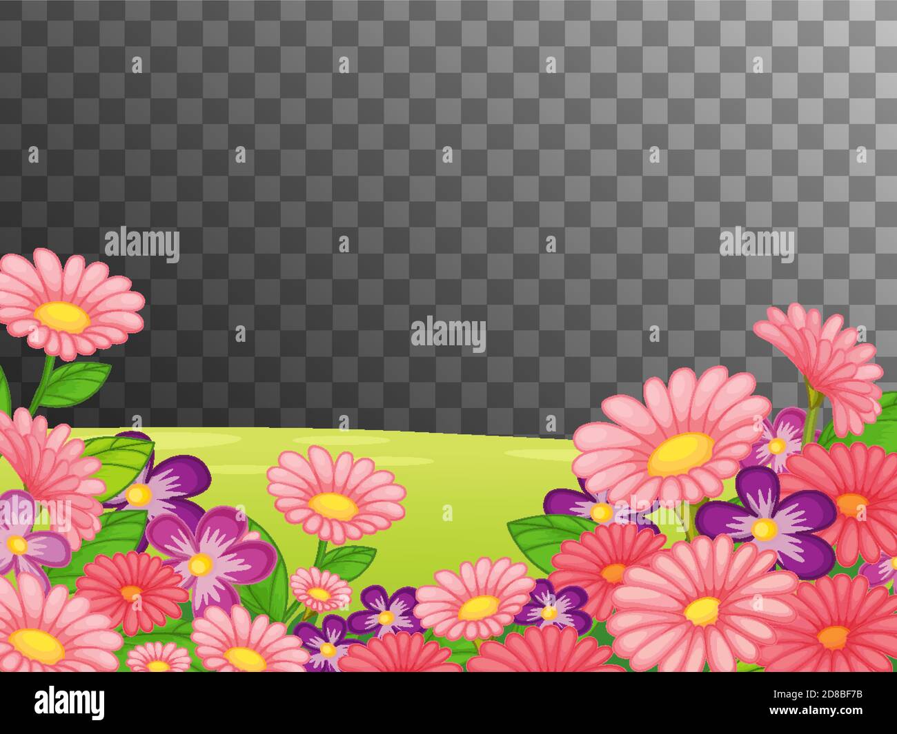 Pink flower field on transparent background illustration Stock Vector ...