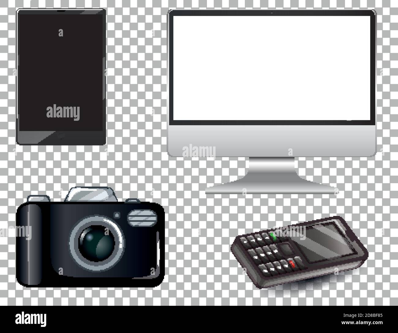 Set of technology gadget on transparent background illustration Stock ...