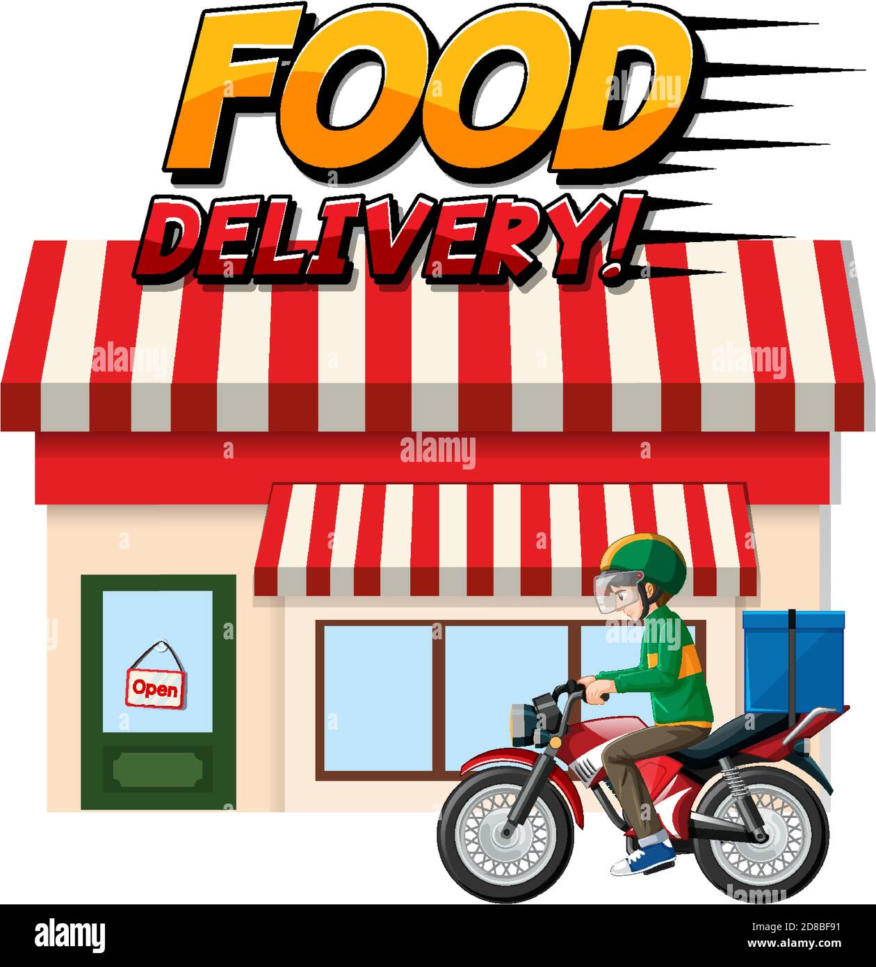 Food delivery logo with courier illustration Stock Vector Image & Art ...