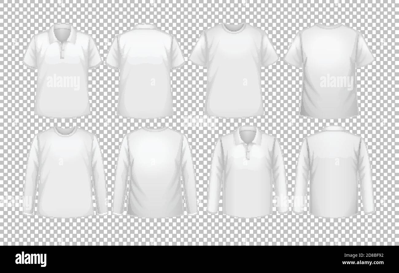 Set of different types of shirt in same color illustration Stock Vector ...