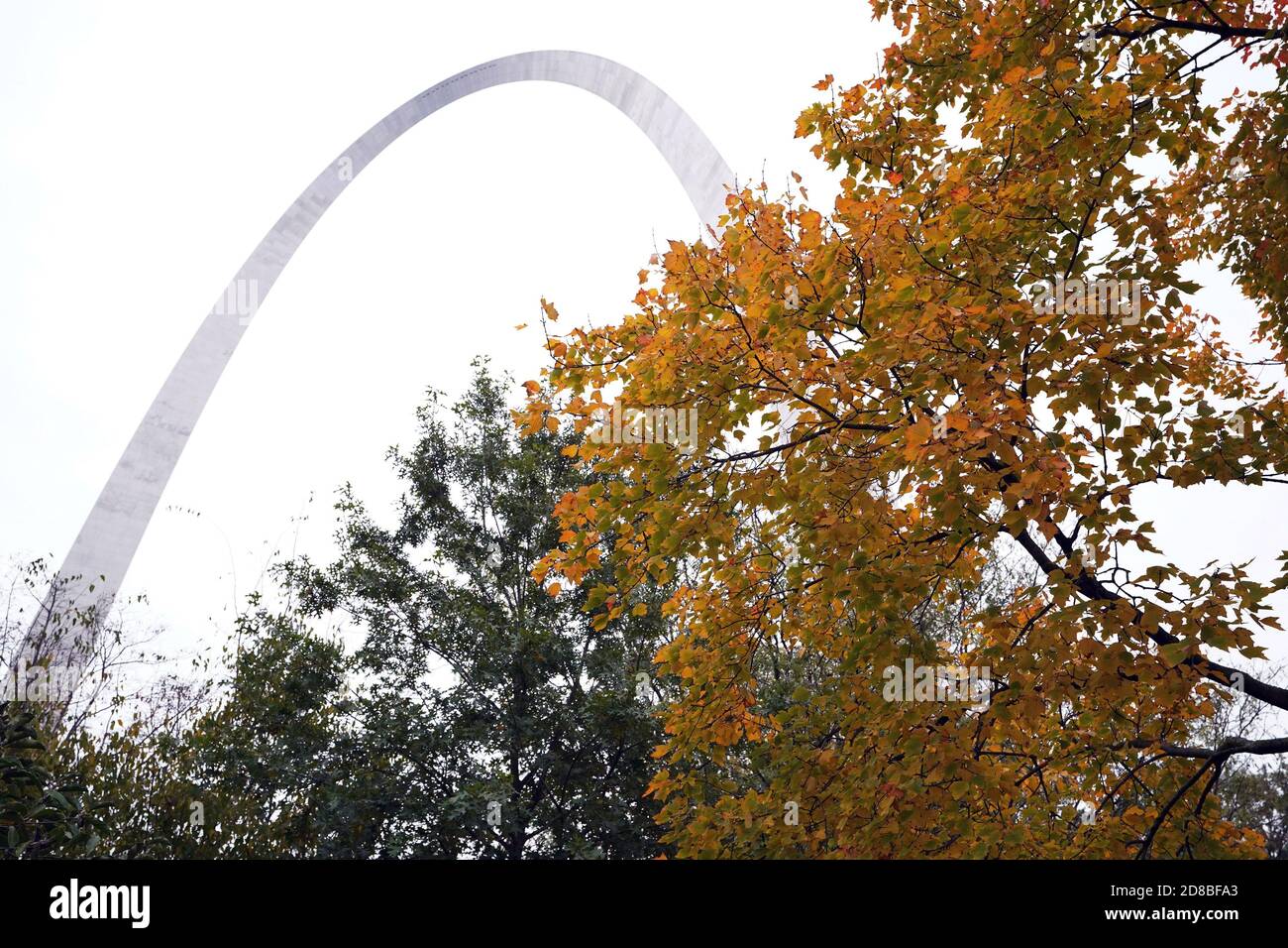 St. Louis, United States. 28th Oct, 2020. The Gateway Arch is seen near ...