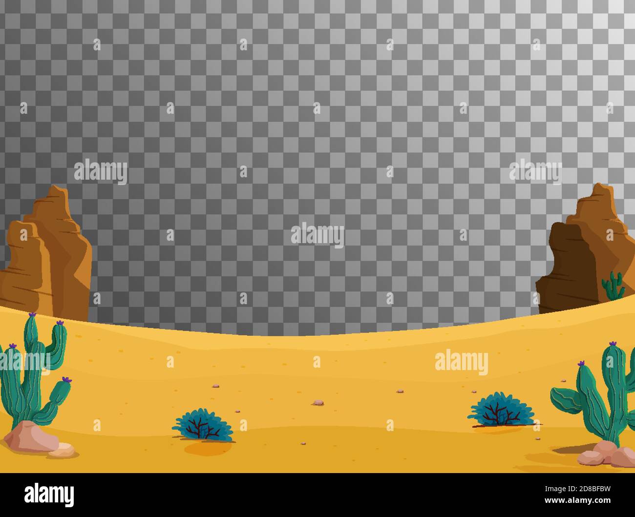 Blank desert scene with transparent background illustration Stock ...