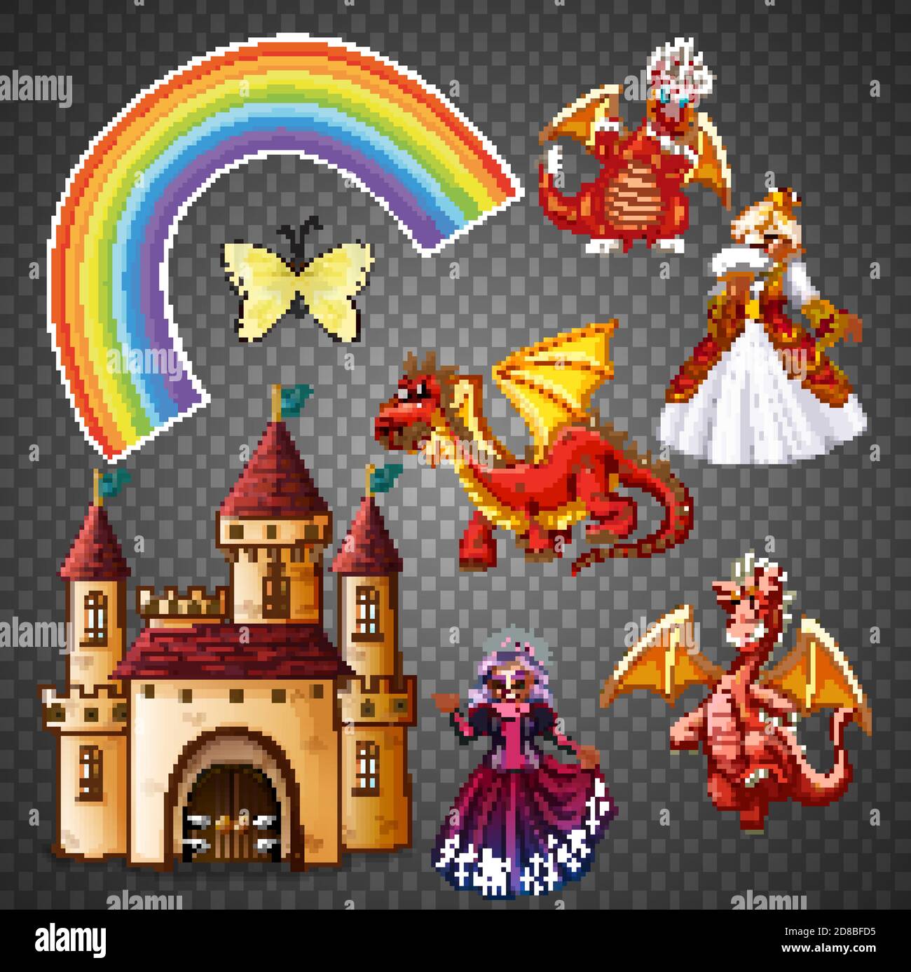 Set of folk fantasy elements isolated on transparent background ...