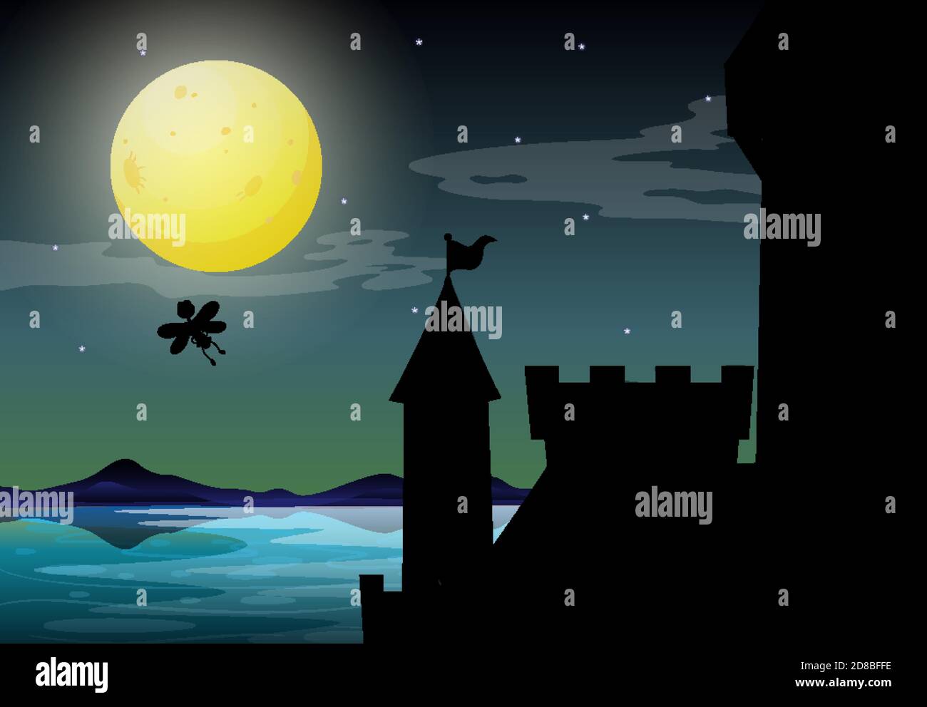 Castle scene at night illustration Stock Vector Image & Art - Alamy