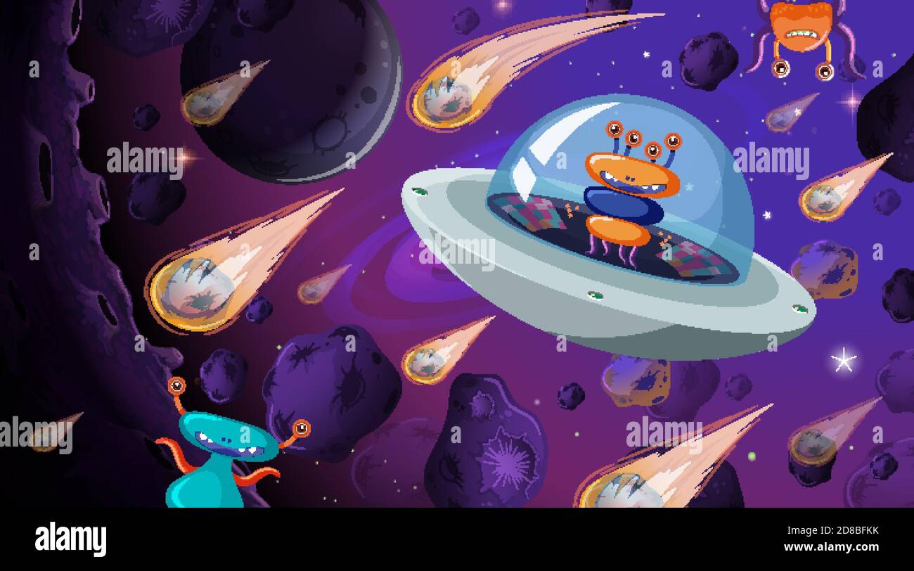 Alien in space scene illustration Stock Vector Image & Art - Alamy