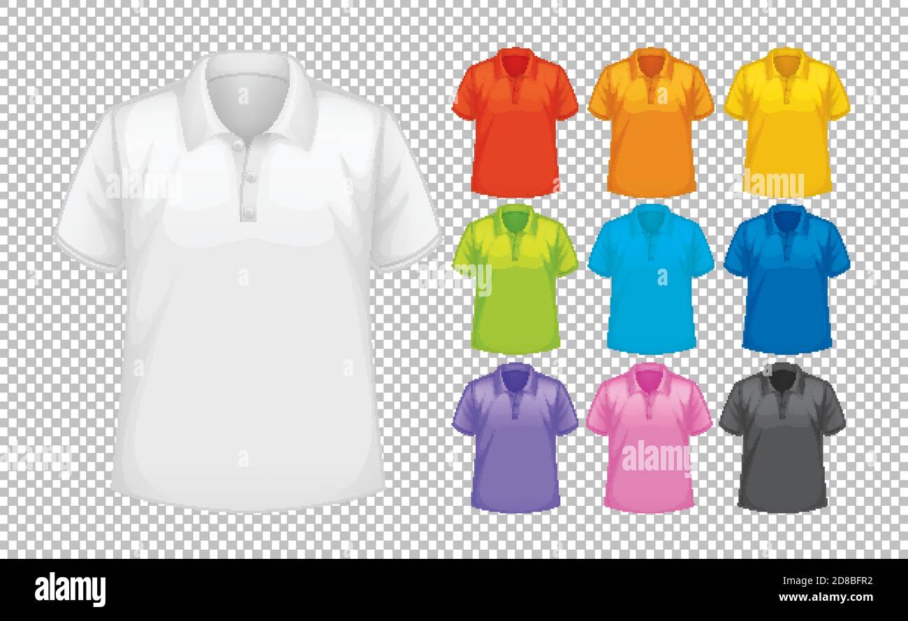 Set of different types of shirt in different color illustration Stock ...