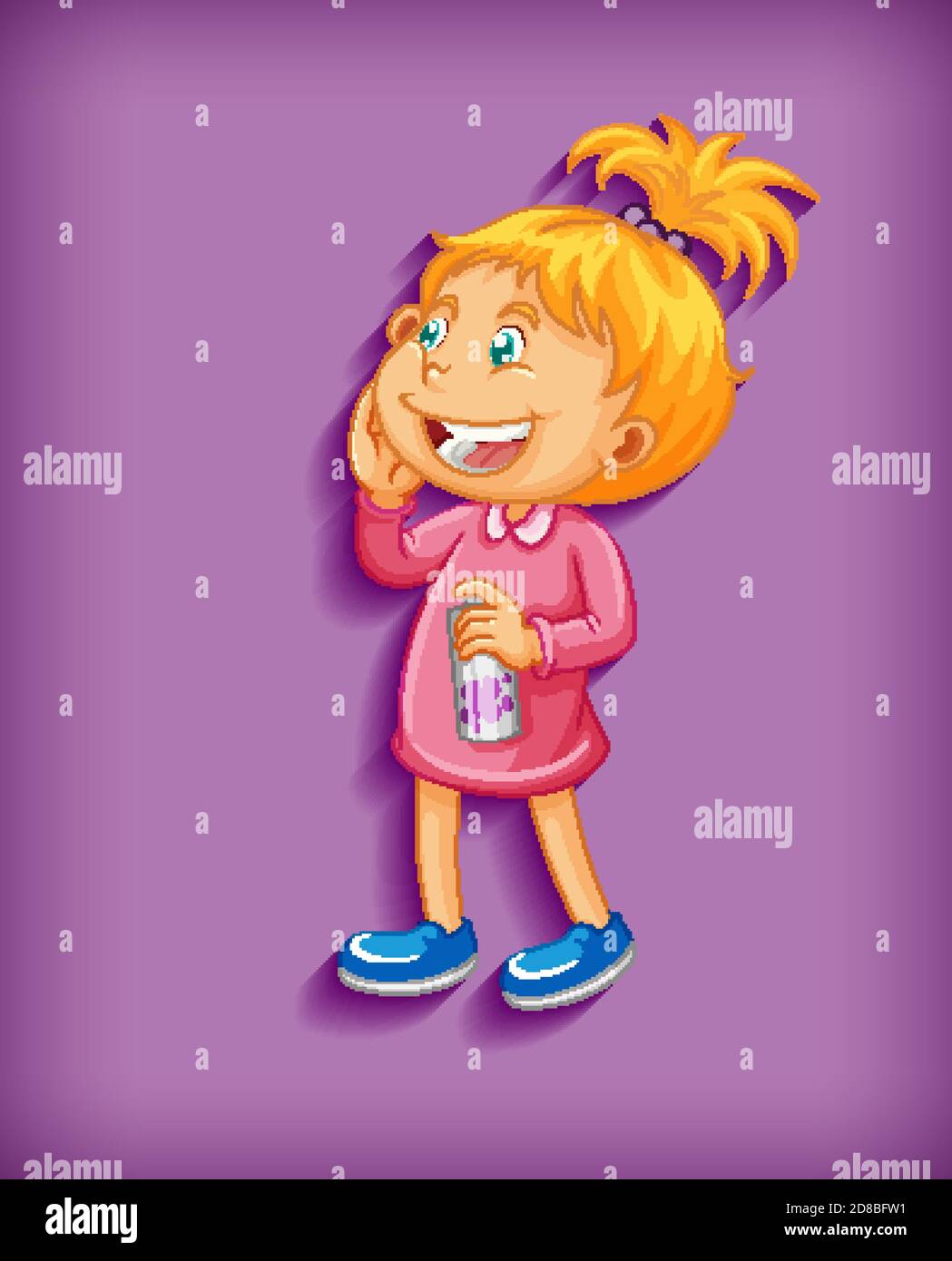 Cute little girl smiling in standing position cartoon character ...