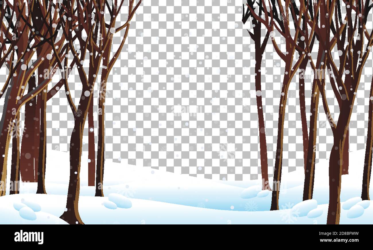 Nature scene in winter season theme with transparent background ...