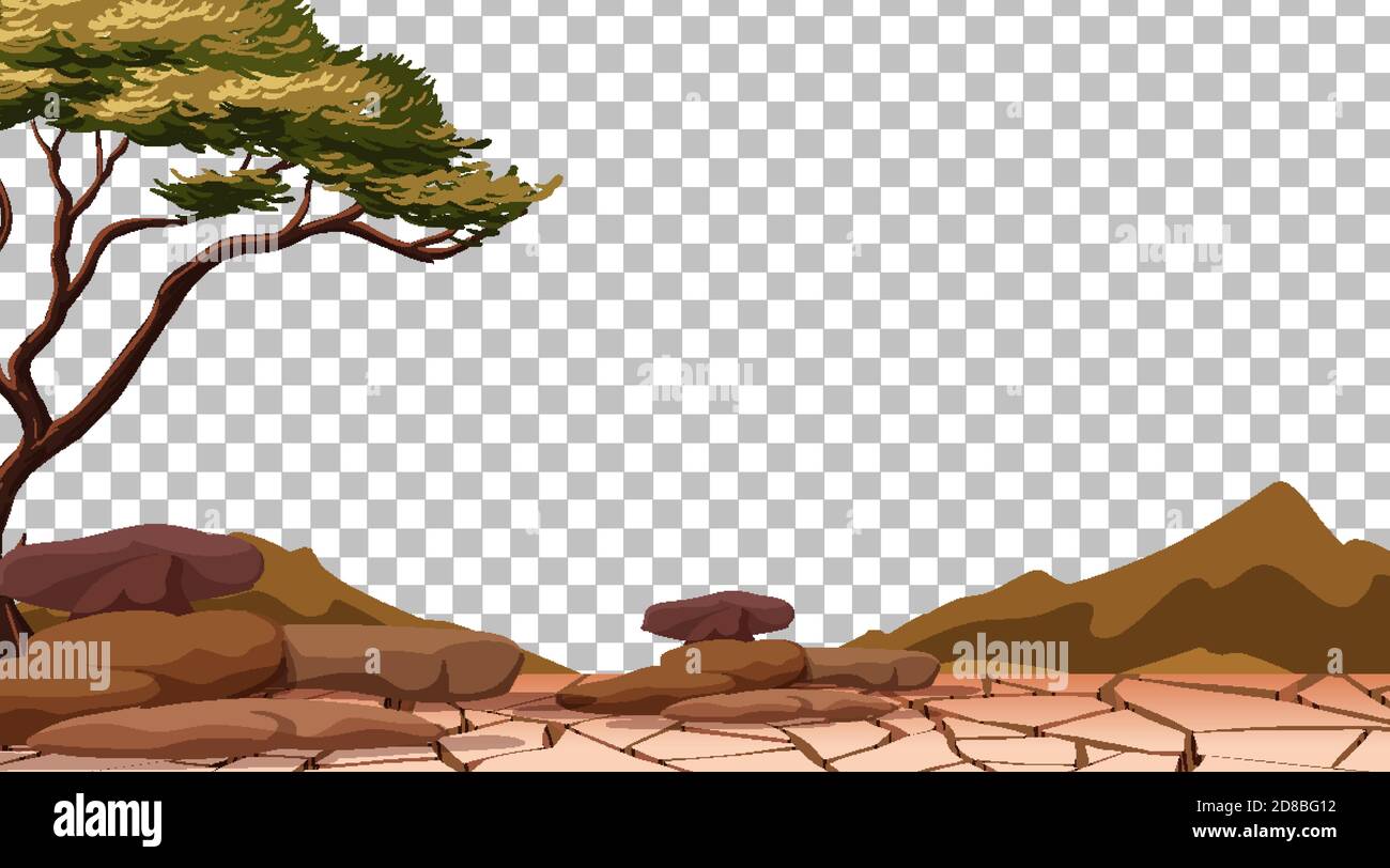 Dry cracked land on transparent background illustration Stock Vector ...