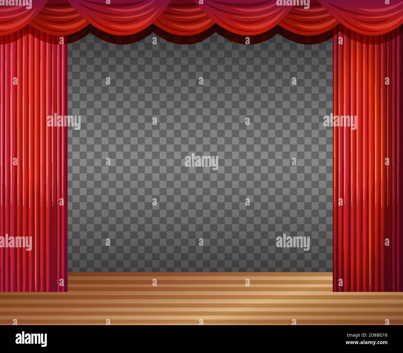 Empty stage illustration with red curtains transparent illustration ...