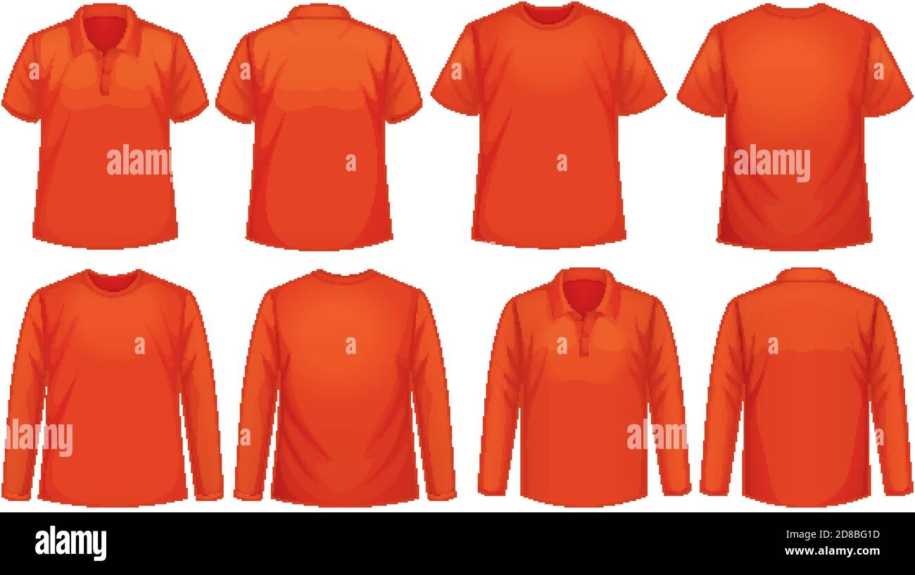 Set of different types of shirt in same color illustration Stock Vector ...