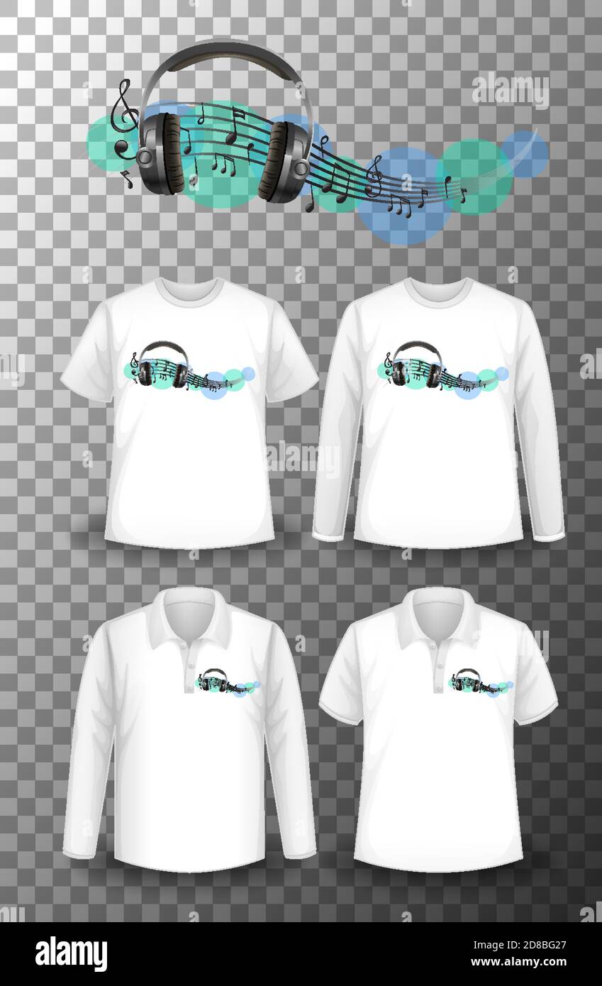 Music notes logo with Set of different shirts with Music notes logo ...