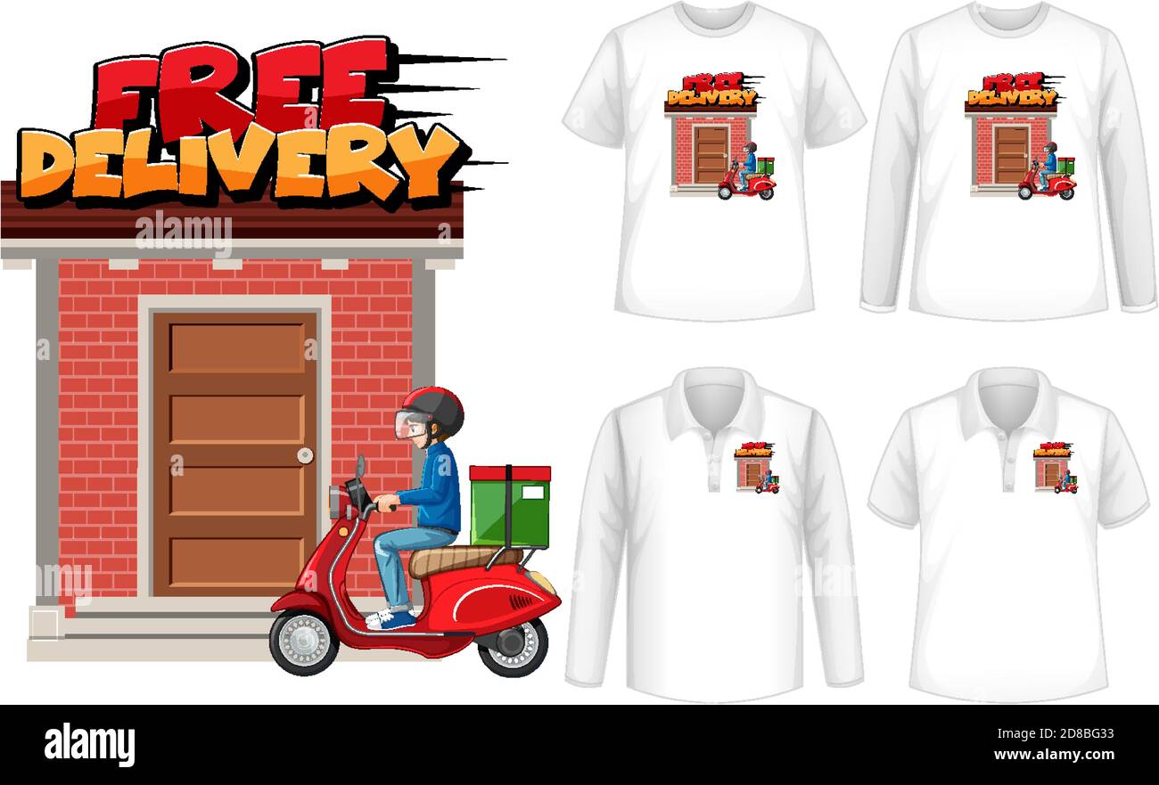 Set of mockup shirt with delivery theme illustration Stock Vector Image ...