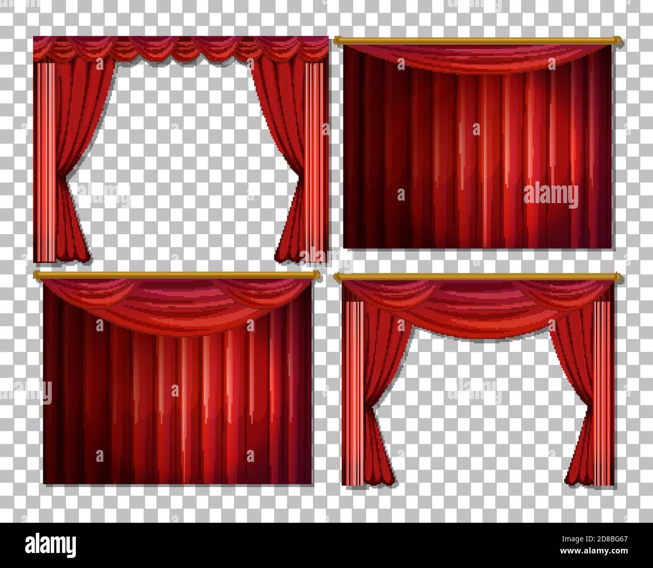 Different designs of red curtains isolated illustration Stock Vector ...
