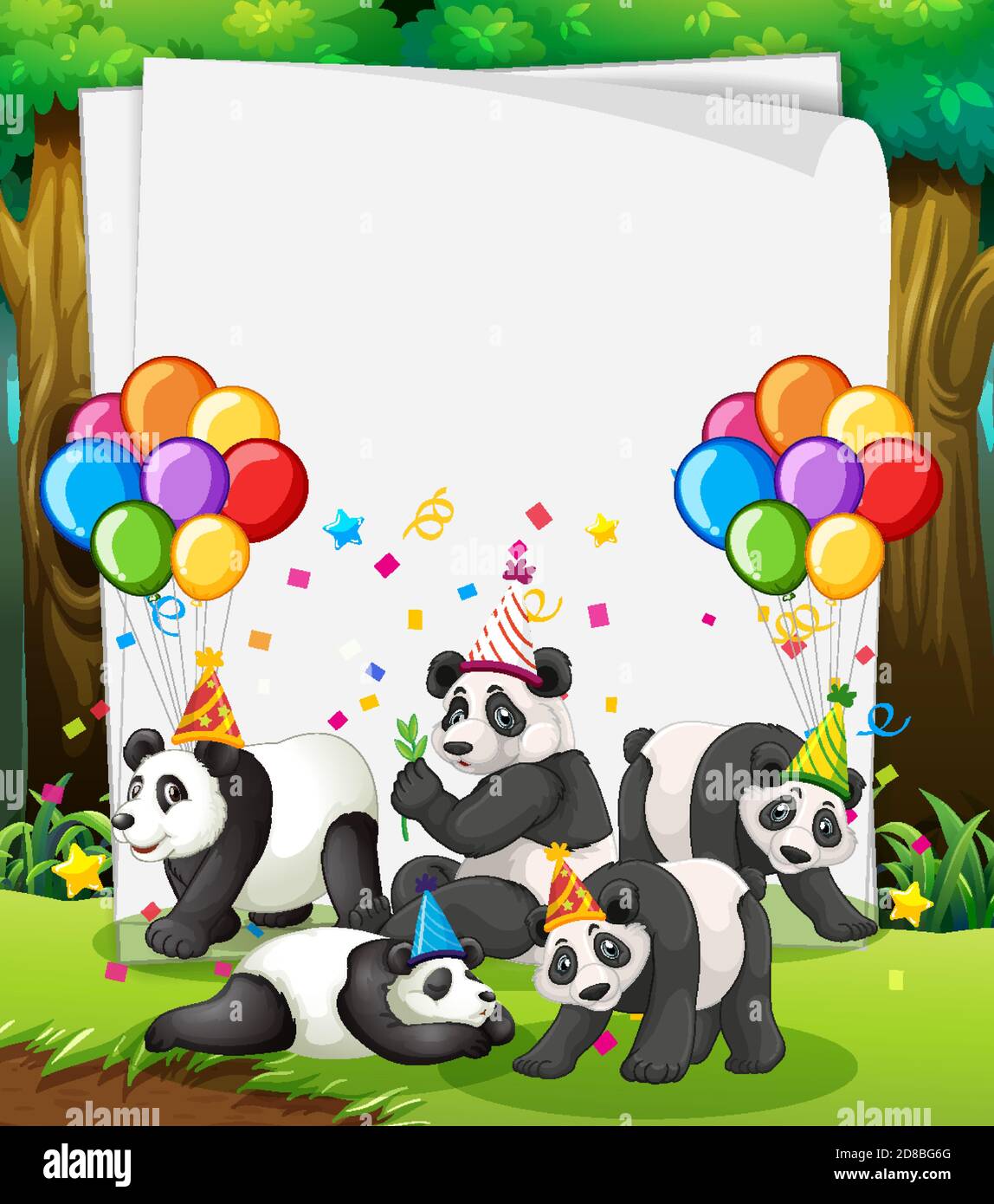 Paper template with cute animals in party theme illustration Stock ...