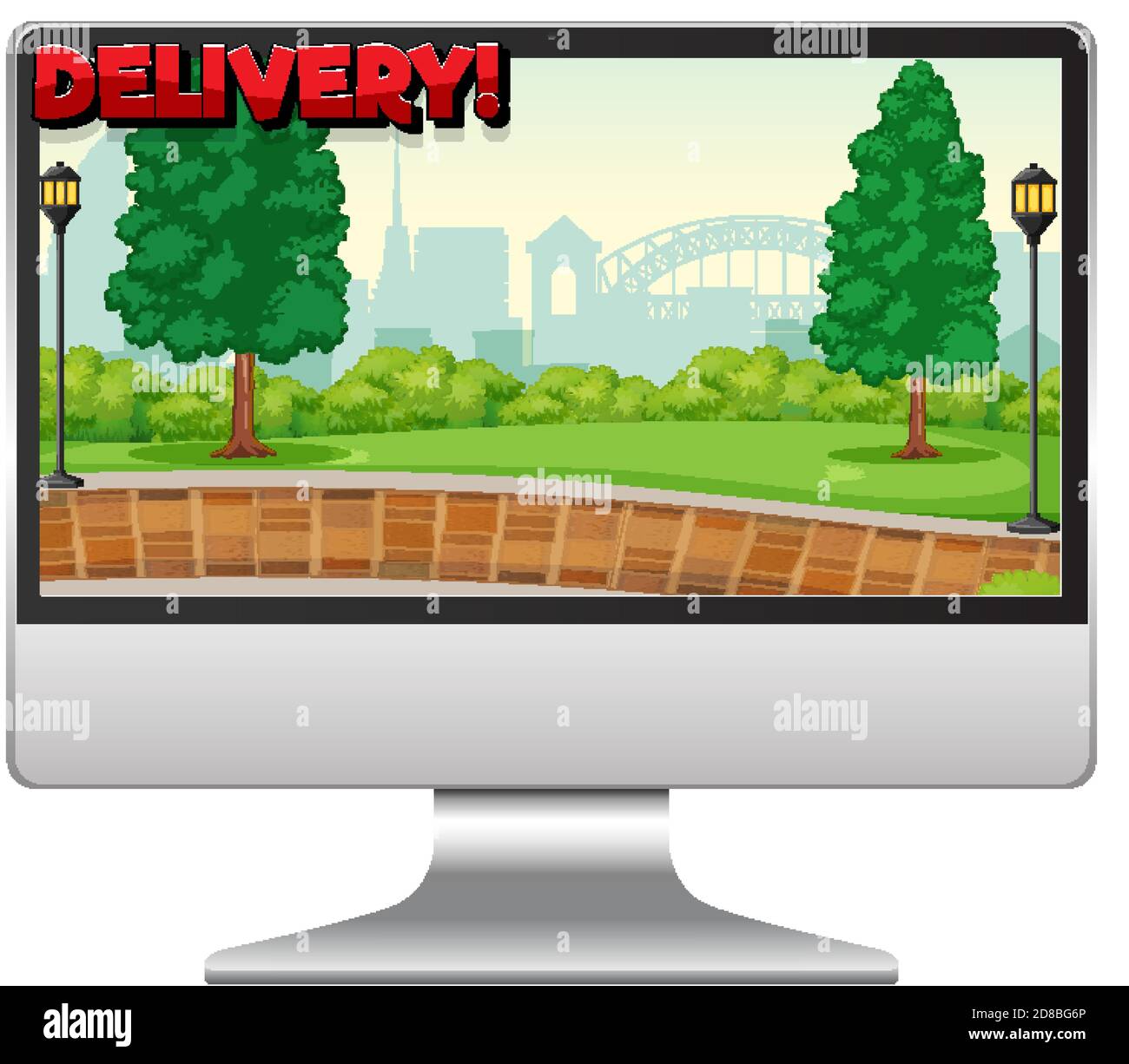 Computer with delivery logo illustration Stock Vector Image & Art - Alamy