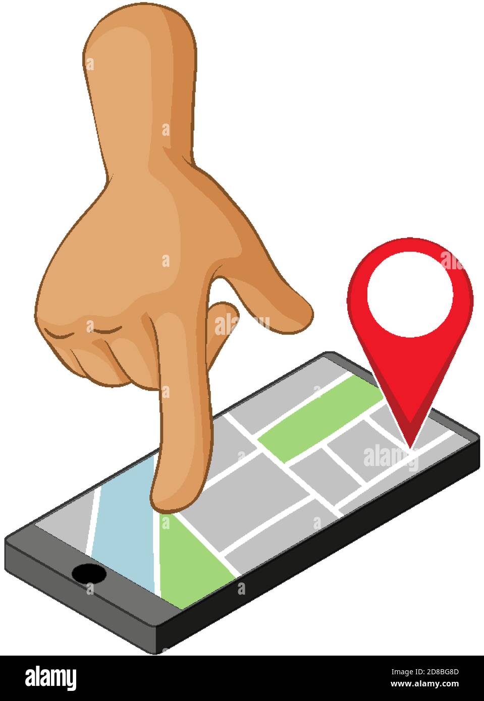 Hand searching location on smartphone illustration Stock Vector Image ...