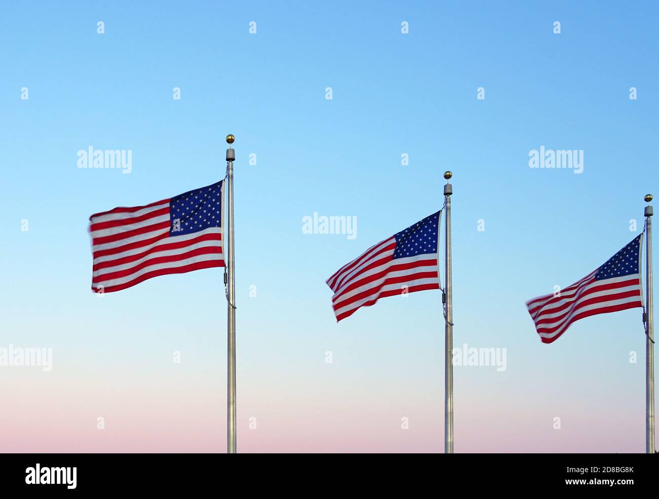 American flag of the United States of America floating in the sky on a ...