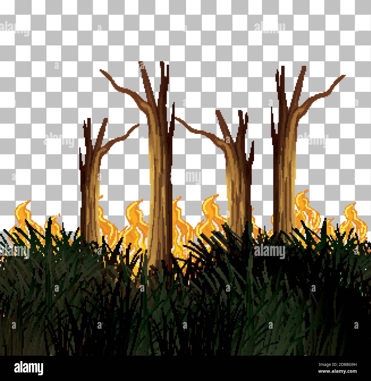 Bush fire on transparent background illustration Stock Vector Image ...