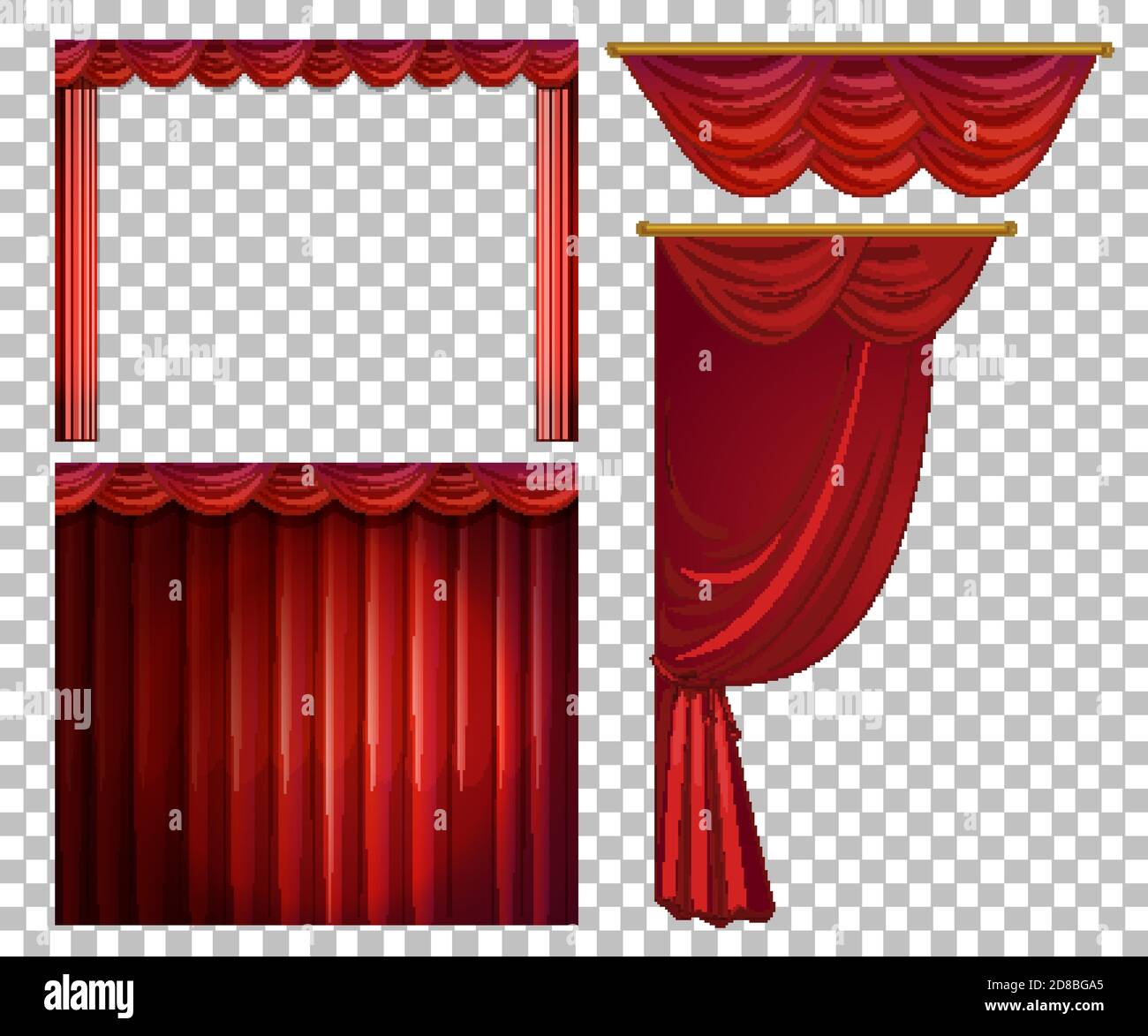 Different designs of red curtains isolated illustration Stock Vector ...