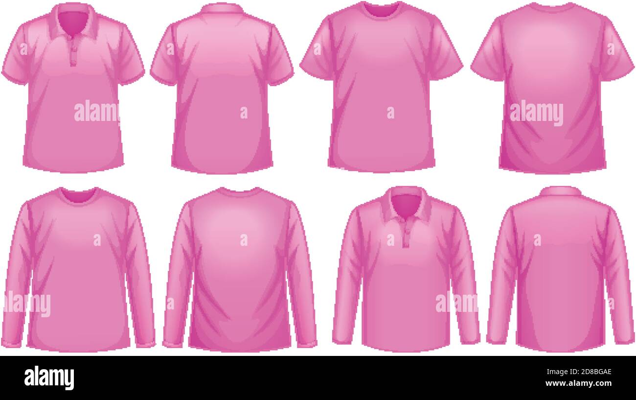 Set of different types of shirt in same color illustration Stock Vector ...