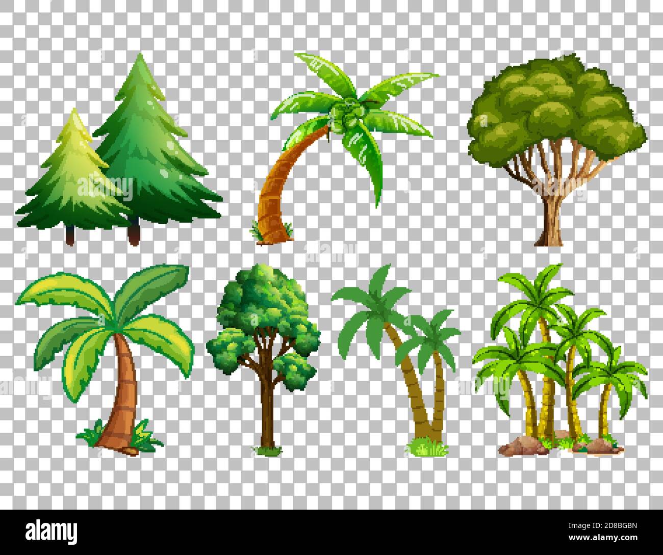 Set of tree on transparent background illustration Stock Vector Image ...