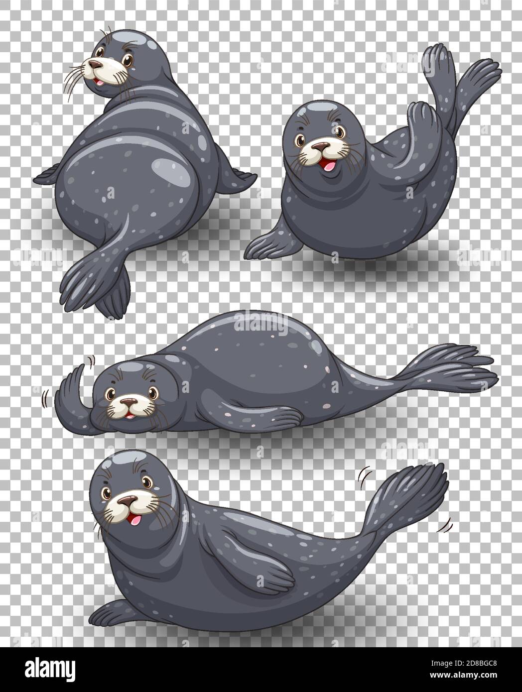 Set of seal cartoon transparent background illustration Stock Vector ...
