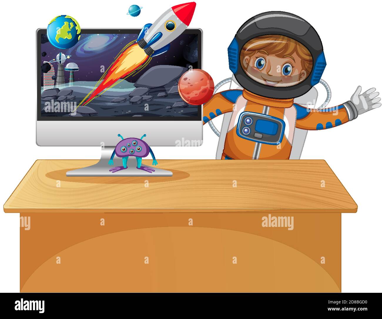 Computer with space scene illustration Stock Vector Image & Art - Alamy