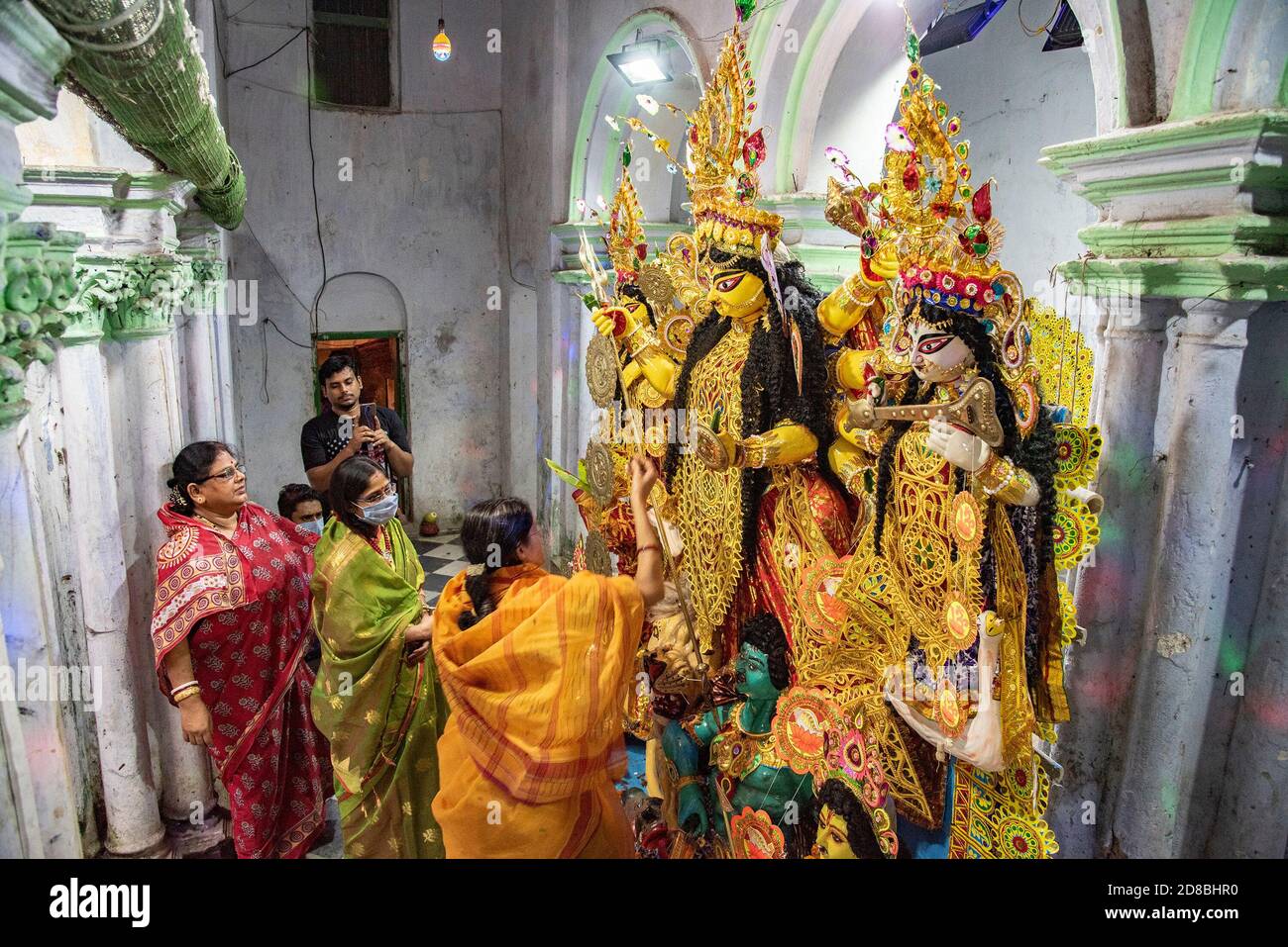 Kolkata, India. 26th Oct, 2020. Different moments of Debi Baron rituals ...