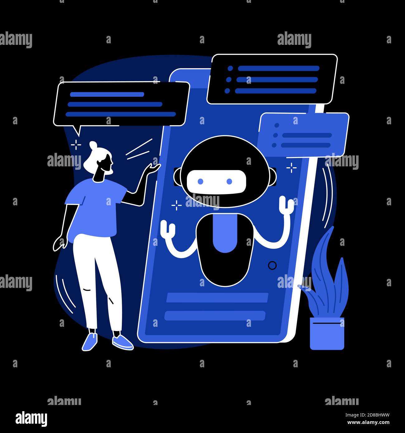 Chatbot virtual assistant abstract concept vector illustration Stock ...