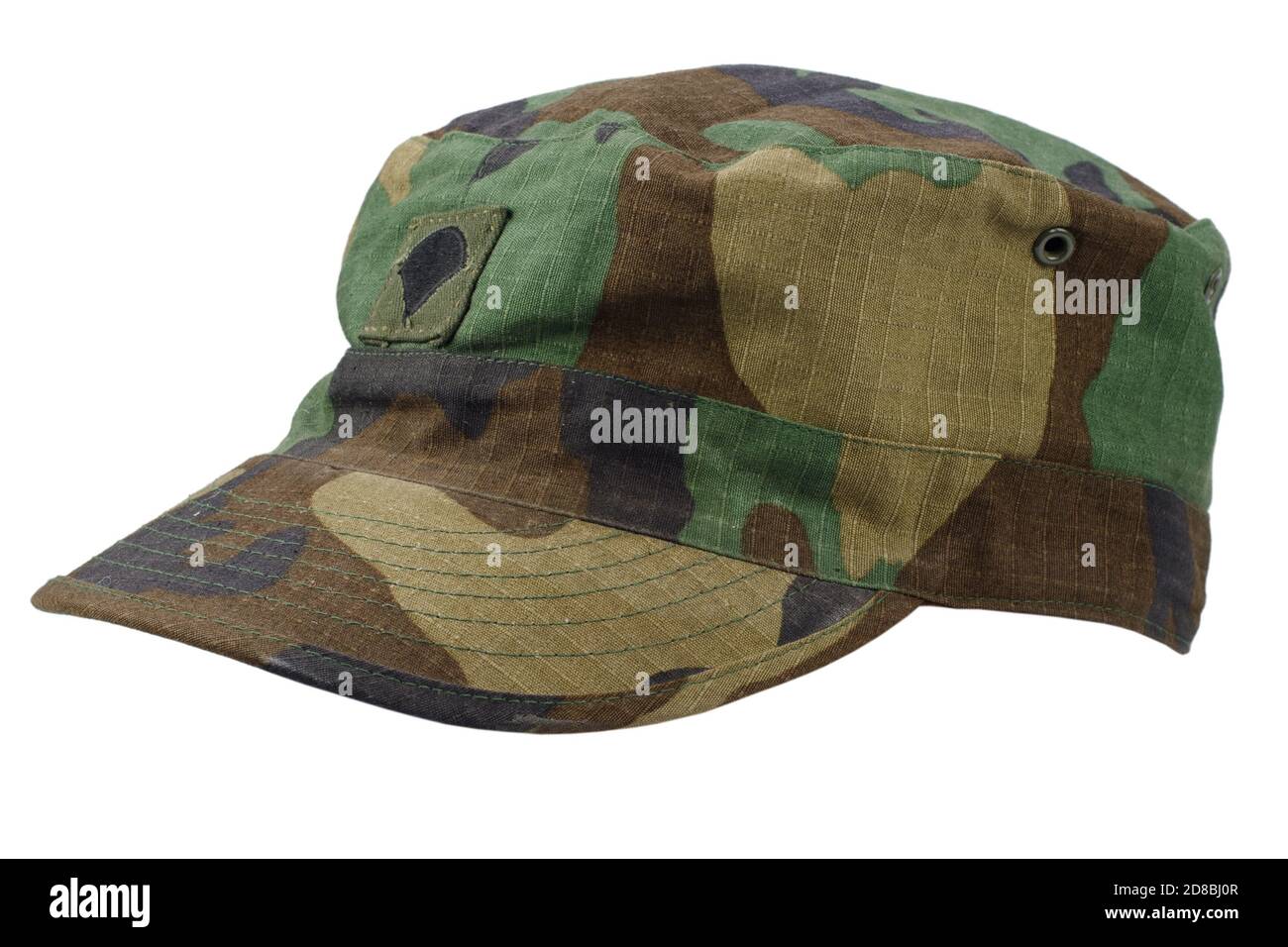 us army woodland pattern camo patrol cap on a white background Stock ...