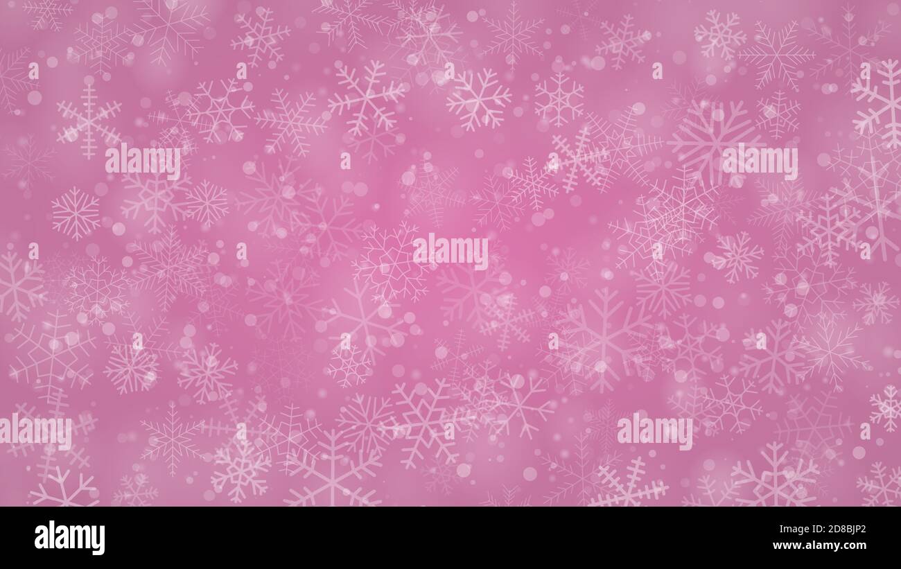 Christmas background of snowflakes of different shapes, sizes and ...