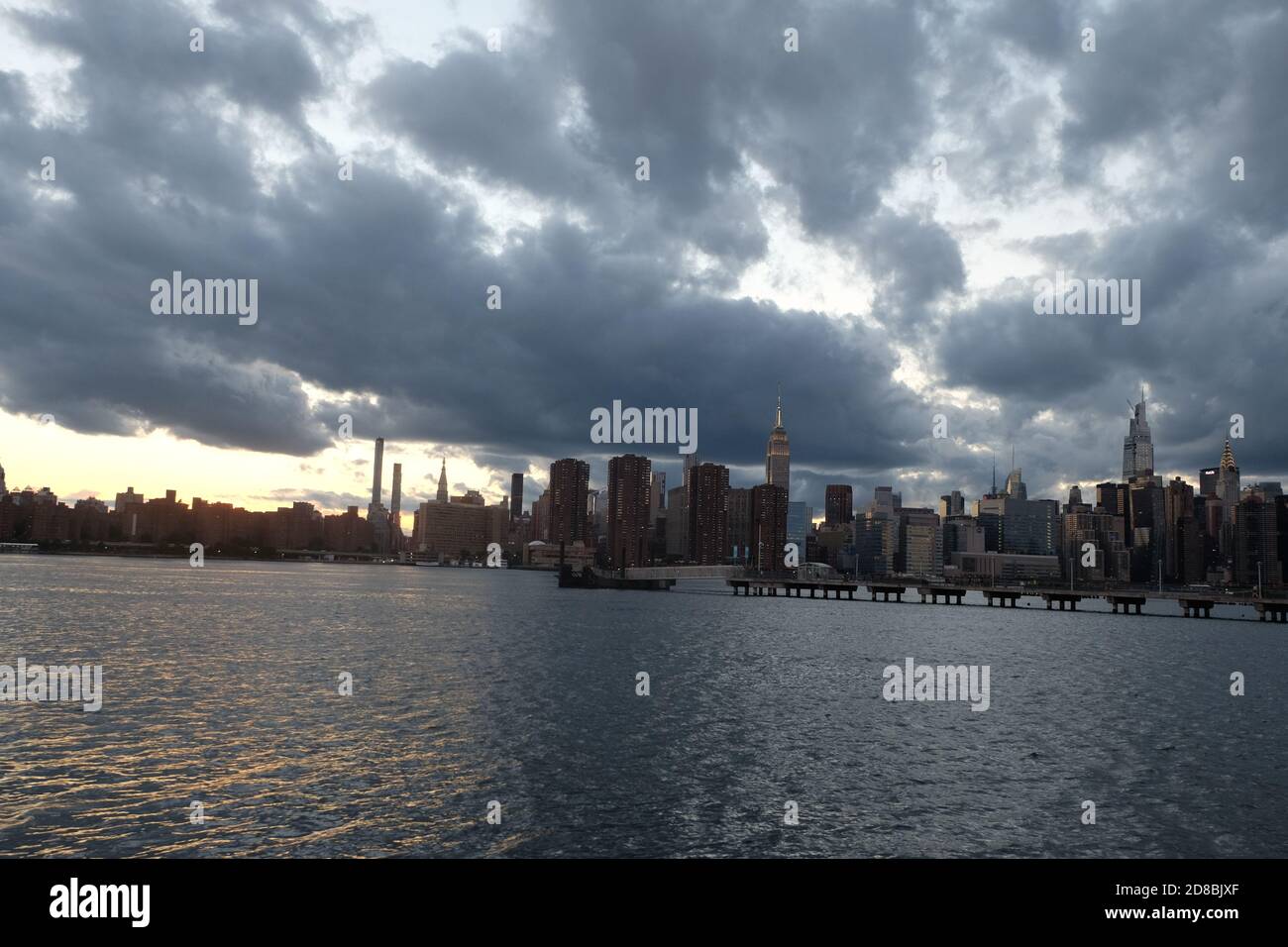 Manhattan skyline after a storm, view from Greenpoint Brooklyn Stock ...