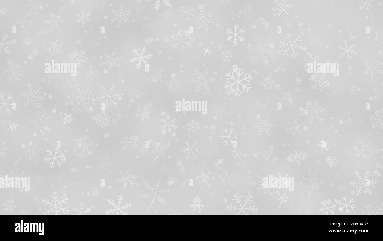 Christmas background of snowflakes of different shapes, sizes and ...