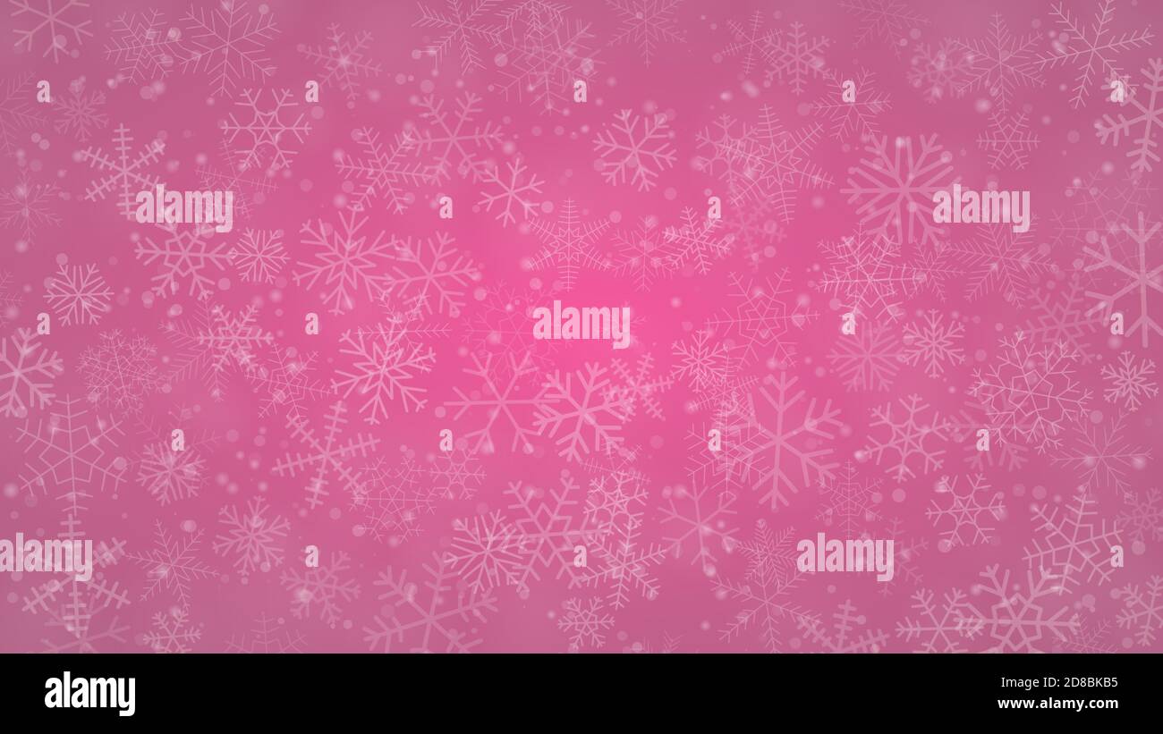 Christmas background of snowflakes of different shapes, sizes and ...