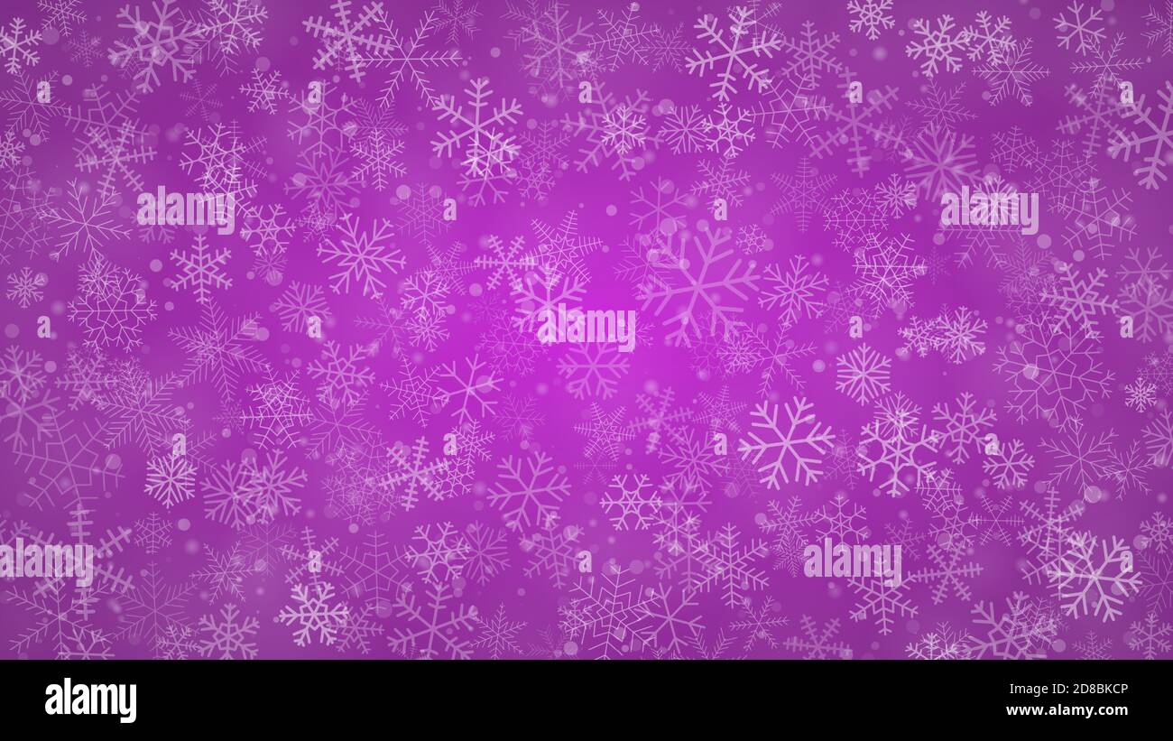 Christmas background of snowflakes of different shapes, sizes and ...