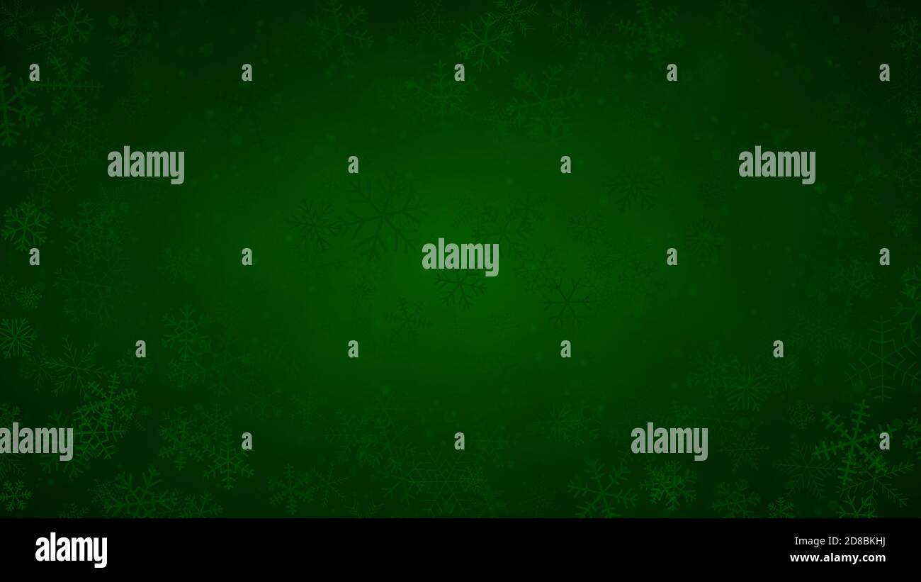 Christmas background of snowflakes of different shapes, sizes and ...