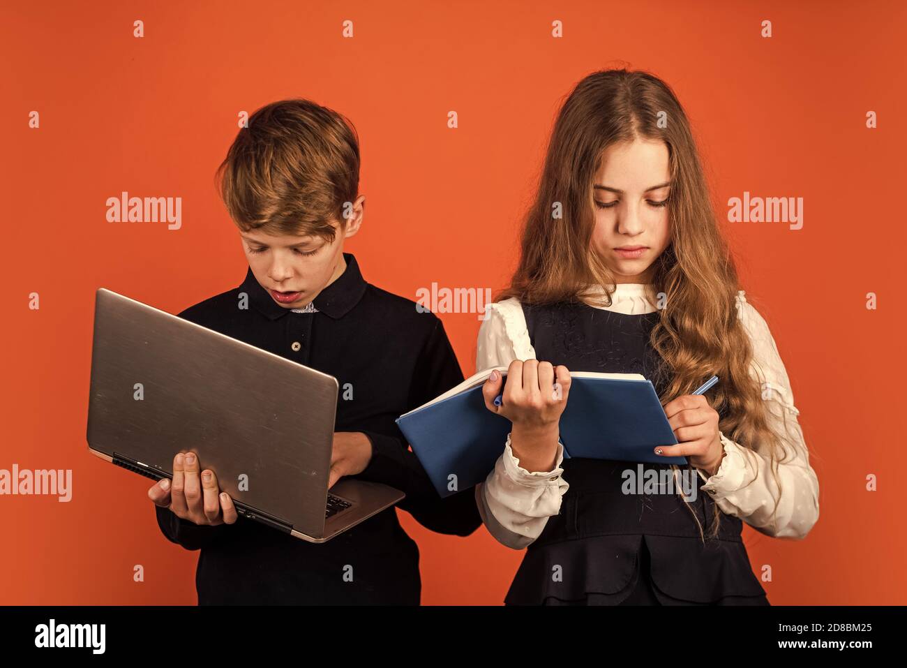 Study programming. Student with laptop computer. Child using pc. Life ...