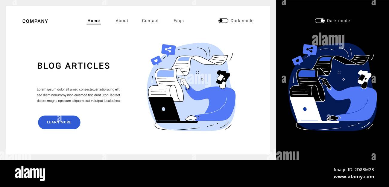 Blog articles vector concept landing page Stock Vector Image & Art - Alamy