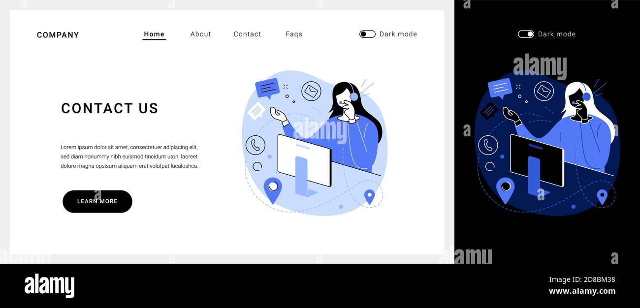 Contact us vector concept landing page Stock Vector Image & Art - Alamy