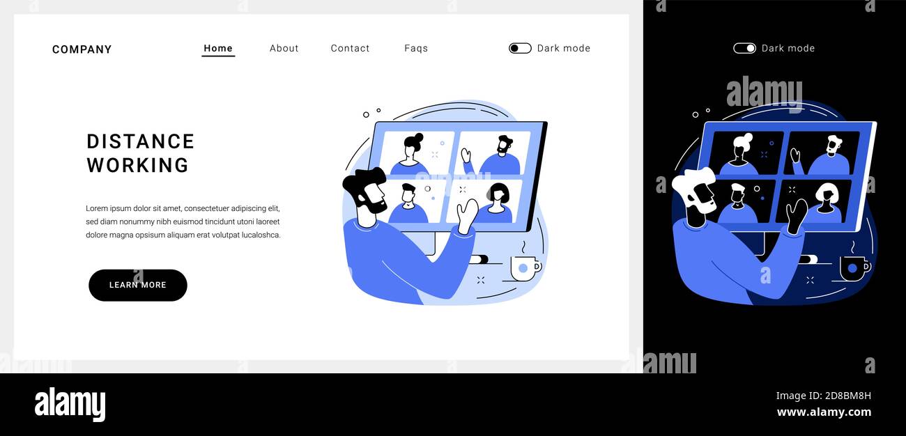 Distance working vector concept landing page Stock Vector Image & Art ...