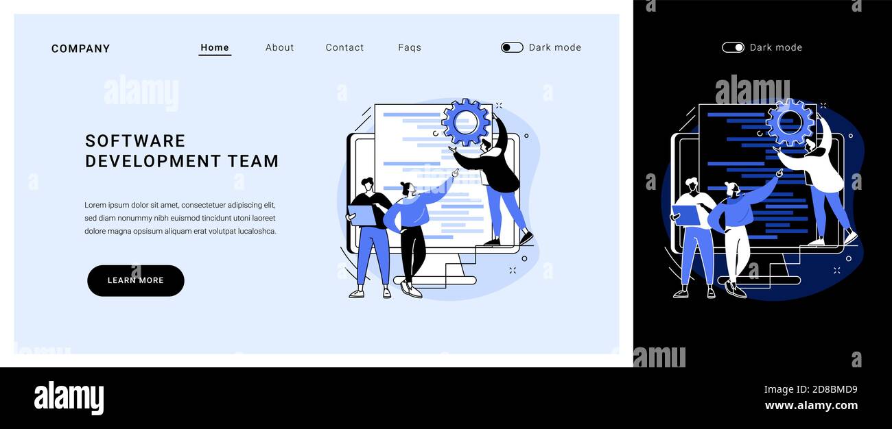Software development team vector concept landing page Stock Vector ...