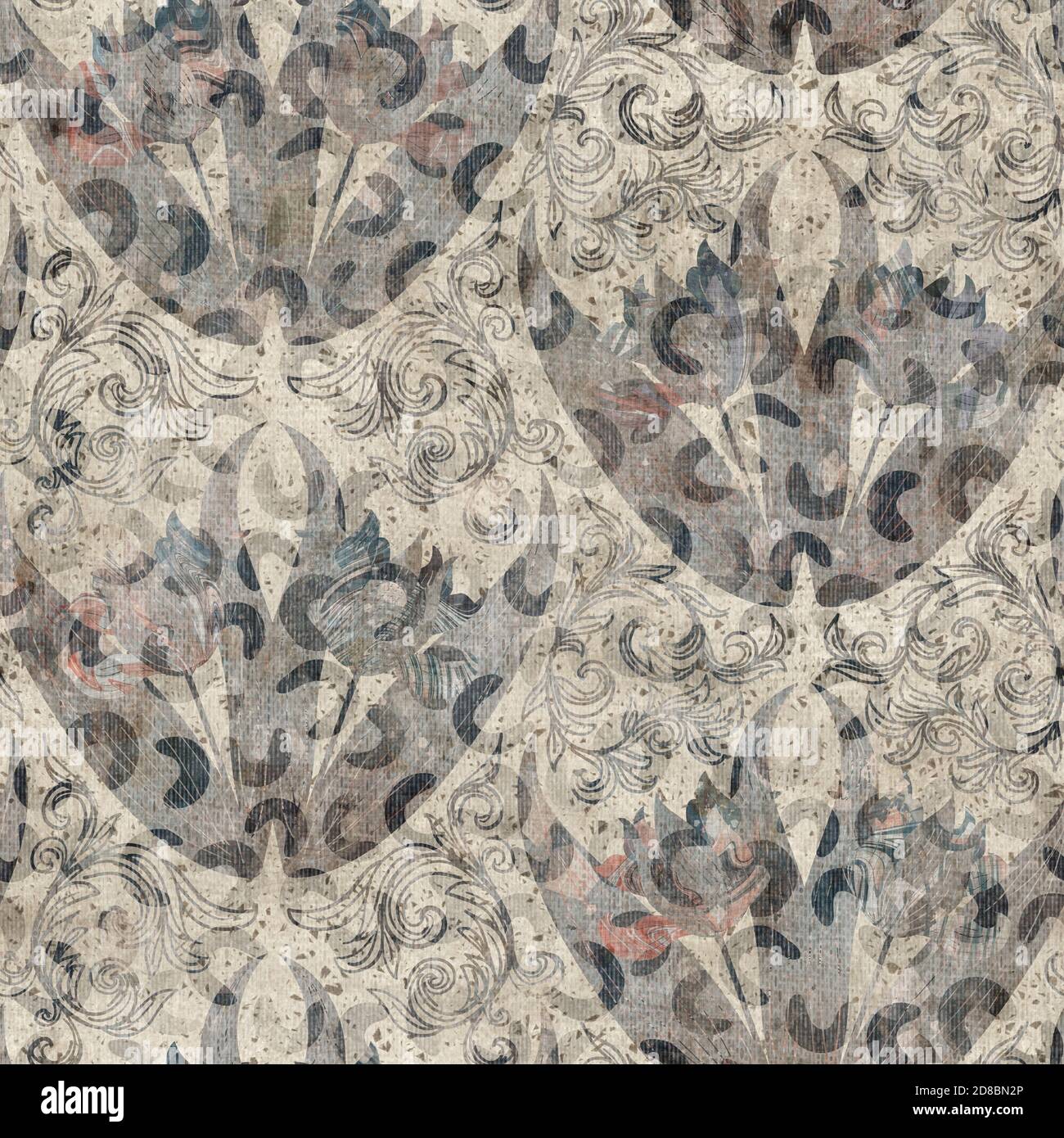 Chic formal grungy damask texture seamless pattern Stock Photo - Alamy
